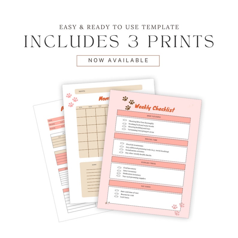 Cat Care Planner Printable | Organize Your Cat's Care Routine - Etsy