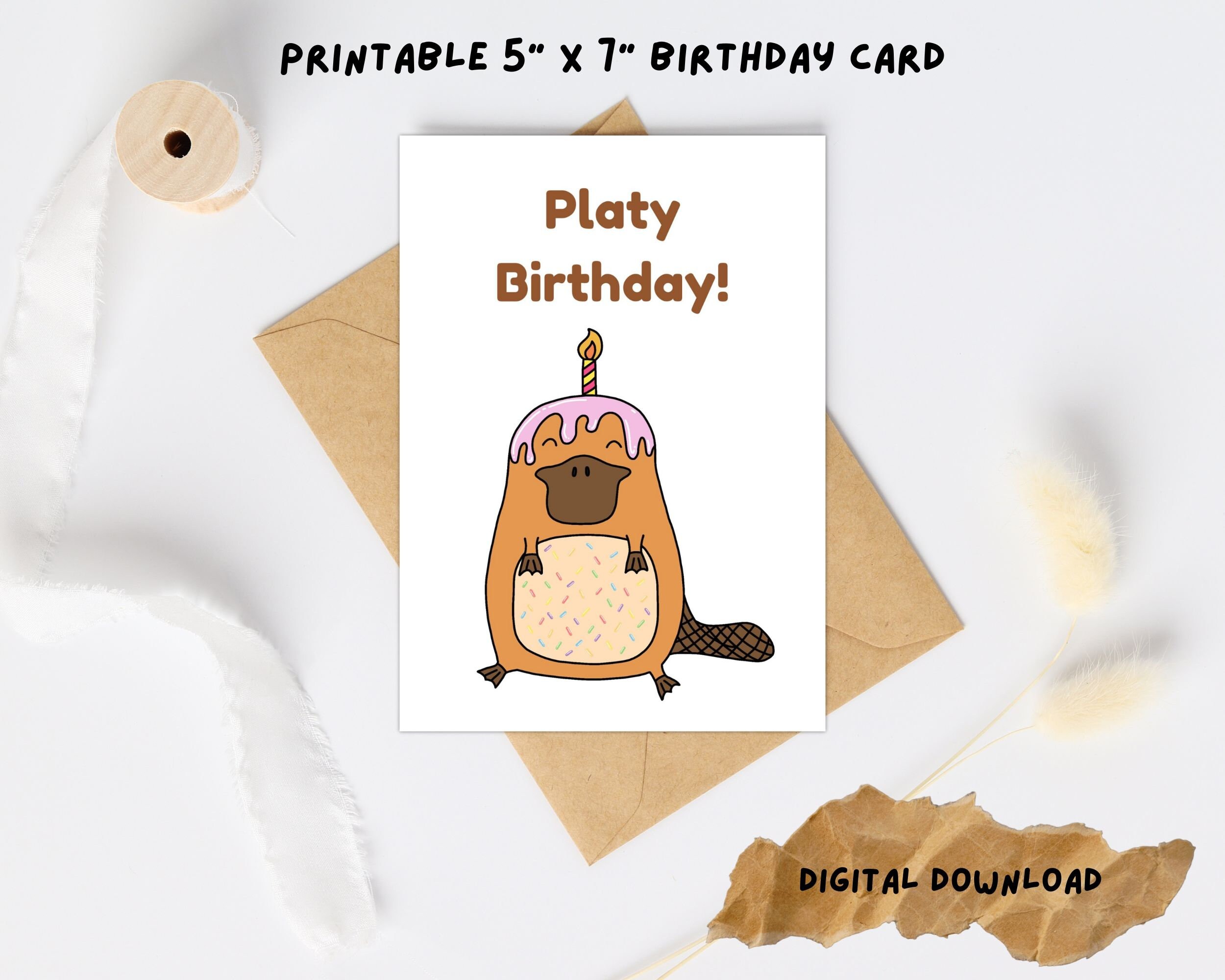 Punny Platypus Printable Birthday Card | Digital Download | 5 X 7 ...