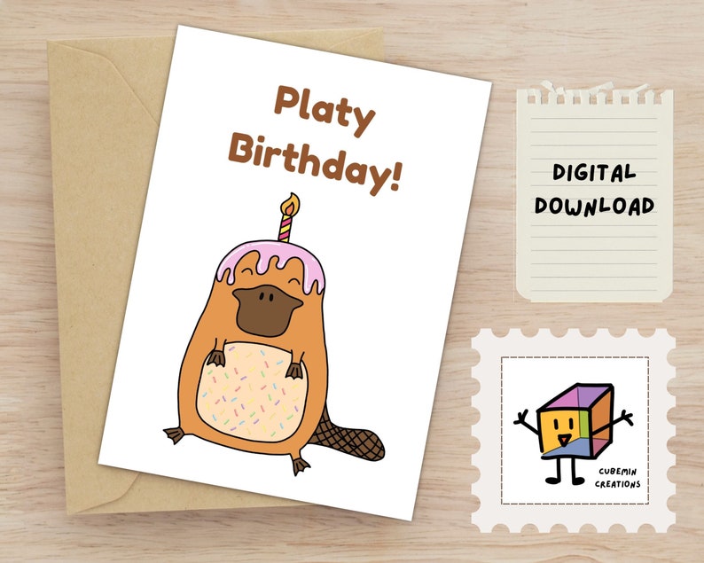 Punny Platypus Printable Birthday Card | Digital Download | 5 X 7 ...