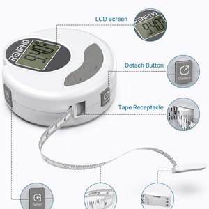 Smart Tape Measure, Bluetooth Digital Measuring Tape With Lock Hook ...