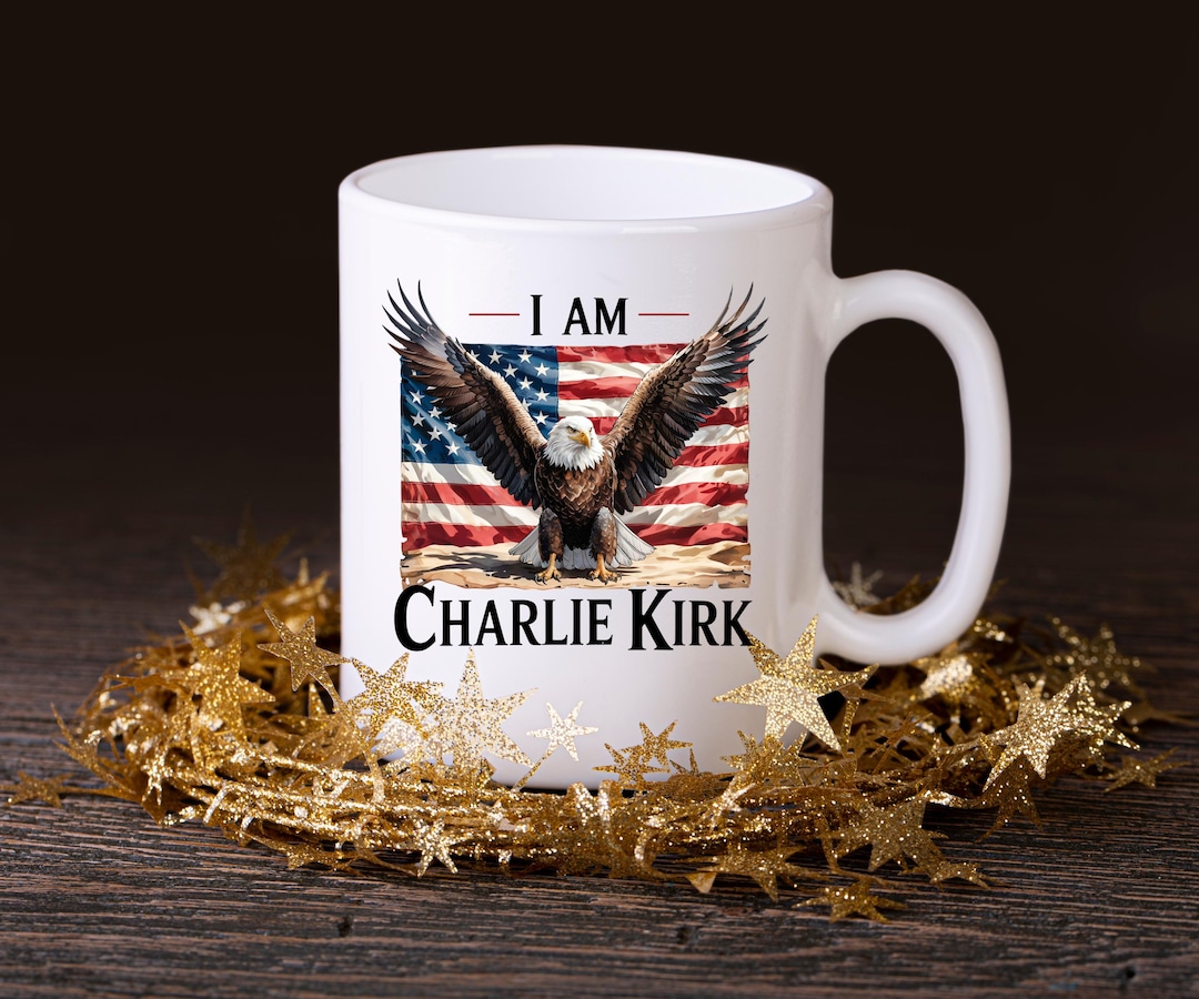 Patriotic 'I Am Charlie Kirk' Mug: Bald Eagle & American Flag, Handmade ...