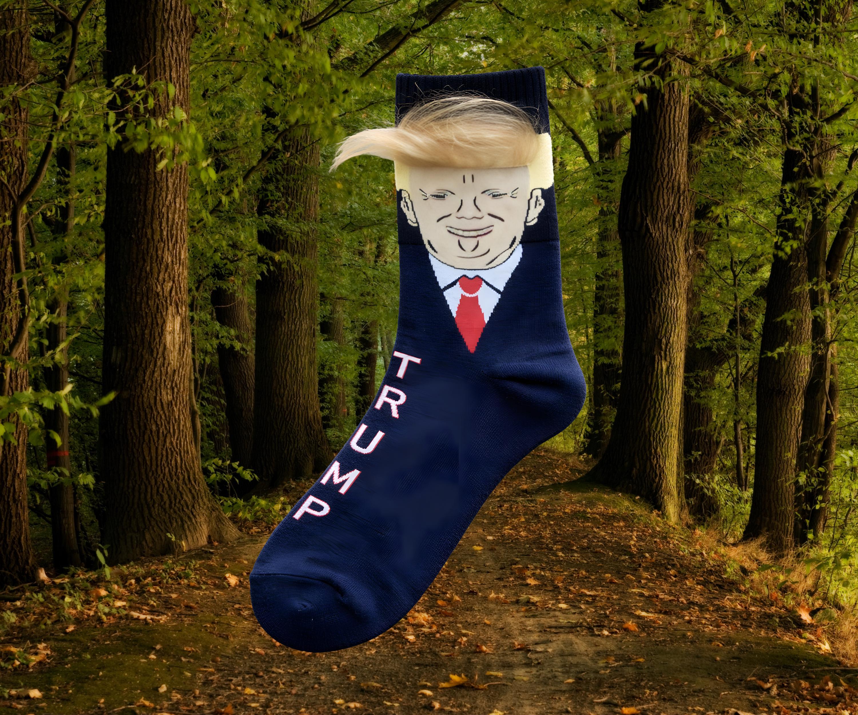 Trump Socks With Synthetic Hair, Funny Political Dress Socks, MAGA Gift ...