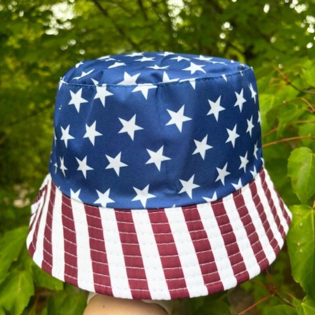 USA Bucket Hat, American Flag Bucket Hat, Patriotic Bucket Hat, Double ...