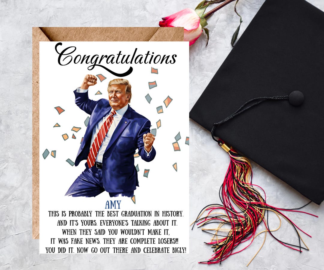 Funny Trump Graduation Card: MAGA Congrats, Handmade 5x7 - Etsy