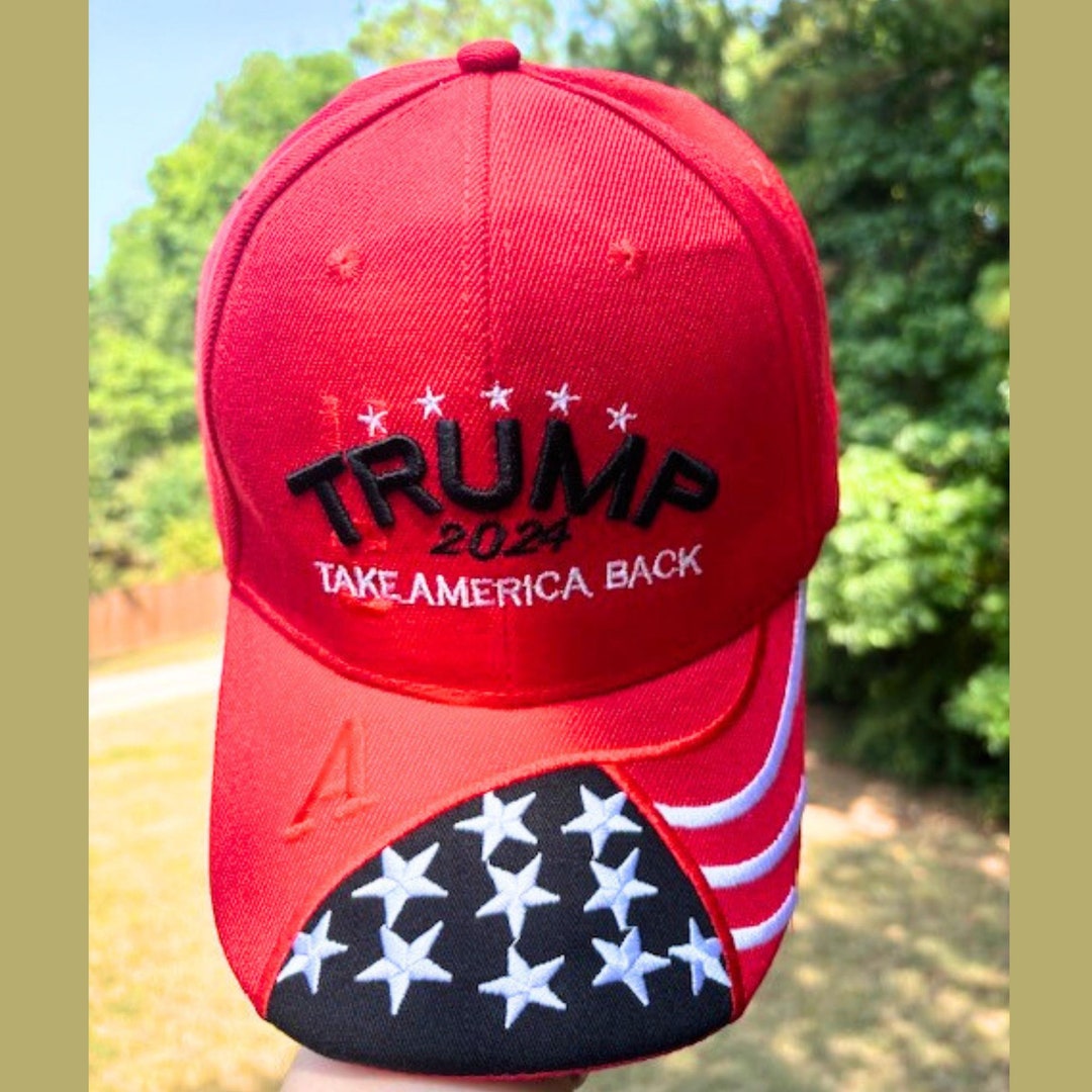 Red Trump 2024, Handmade Trump Embroidery Cap, Patriotic Trump 2024 Hat ...