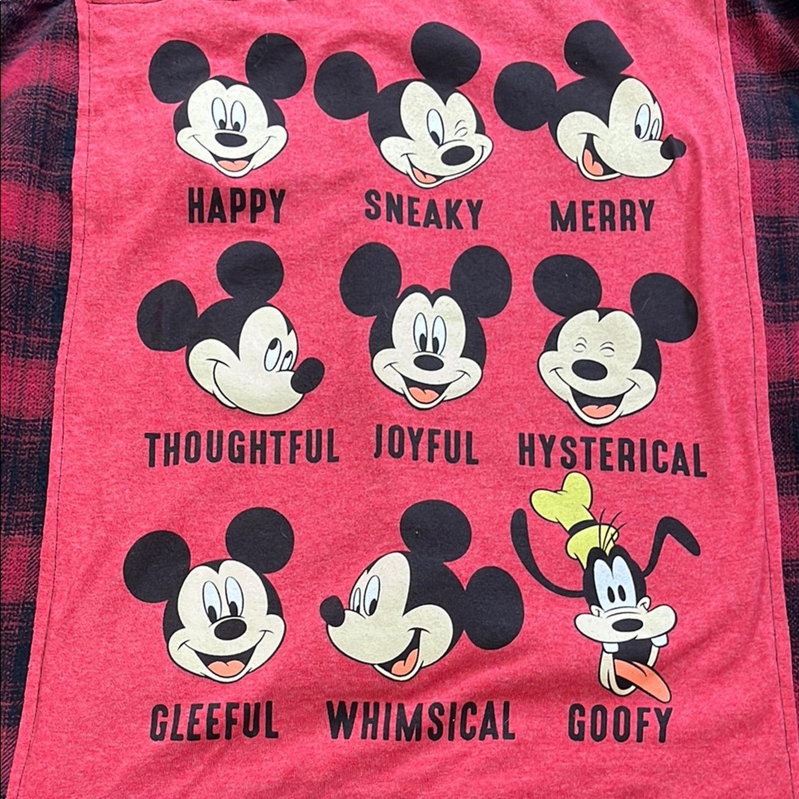 Pop Culture Mickey Mouse Flannel Shirt Upcycled Unisex Size Xlarge XL ...