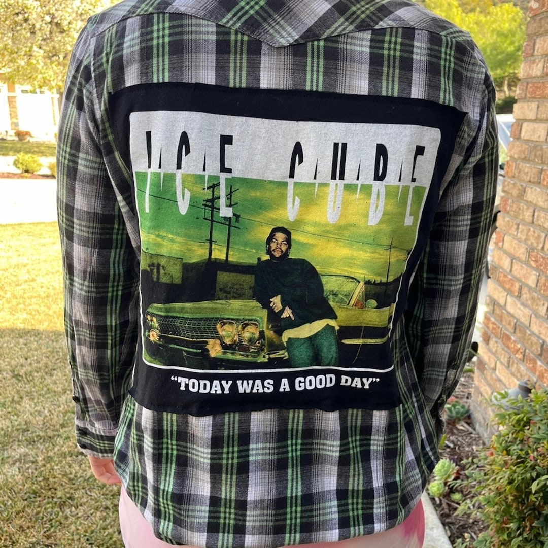 Ice Cube Flannel Shirt Upcycled Unisex Size Medium M - Etsy