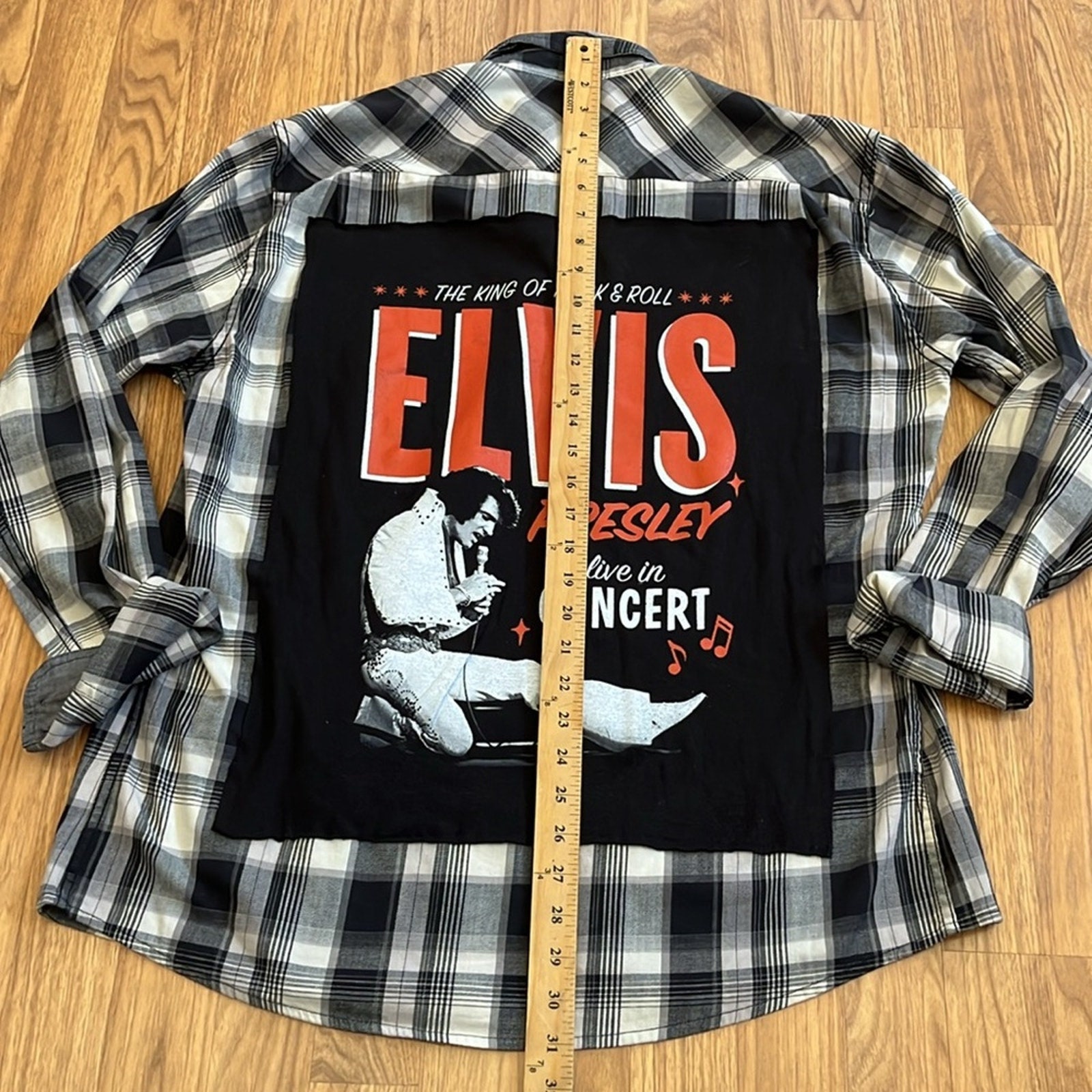 Elvis Presley Flannel Shirt Upcycled One of a Kind Unisex Large - Etsy