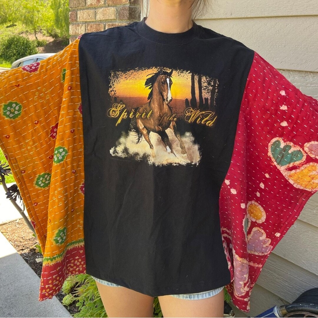 Spirit of the Wild Horse Upcycled Kantha Tunic Top Shirt OS - Etsy