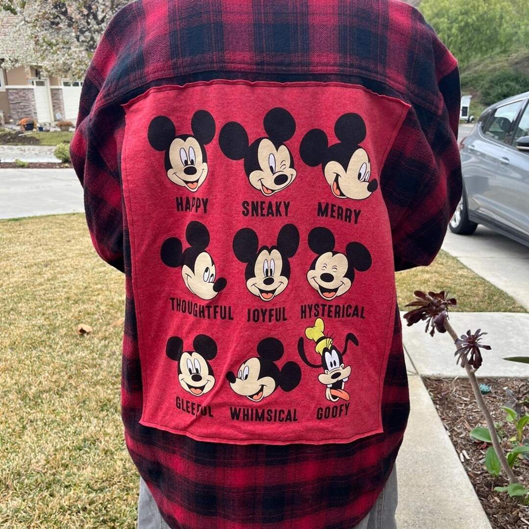 Pop Culture Mickey Mouse Flannel Shirt Upcycled Unisex Size Xlarge XL ...