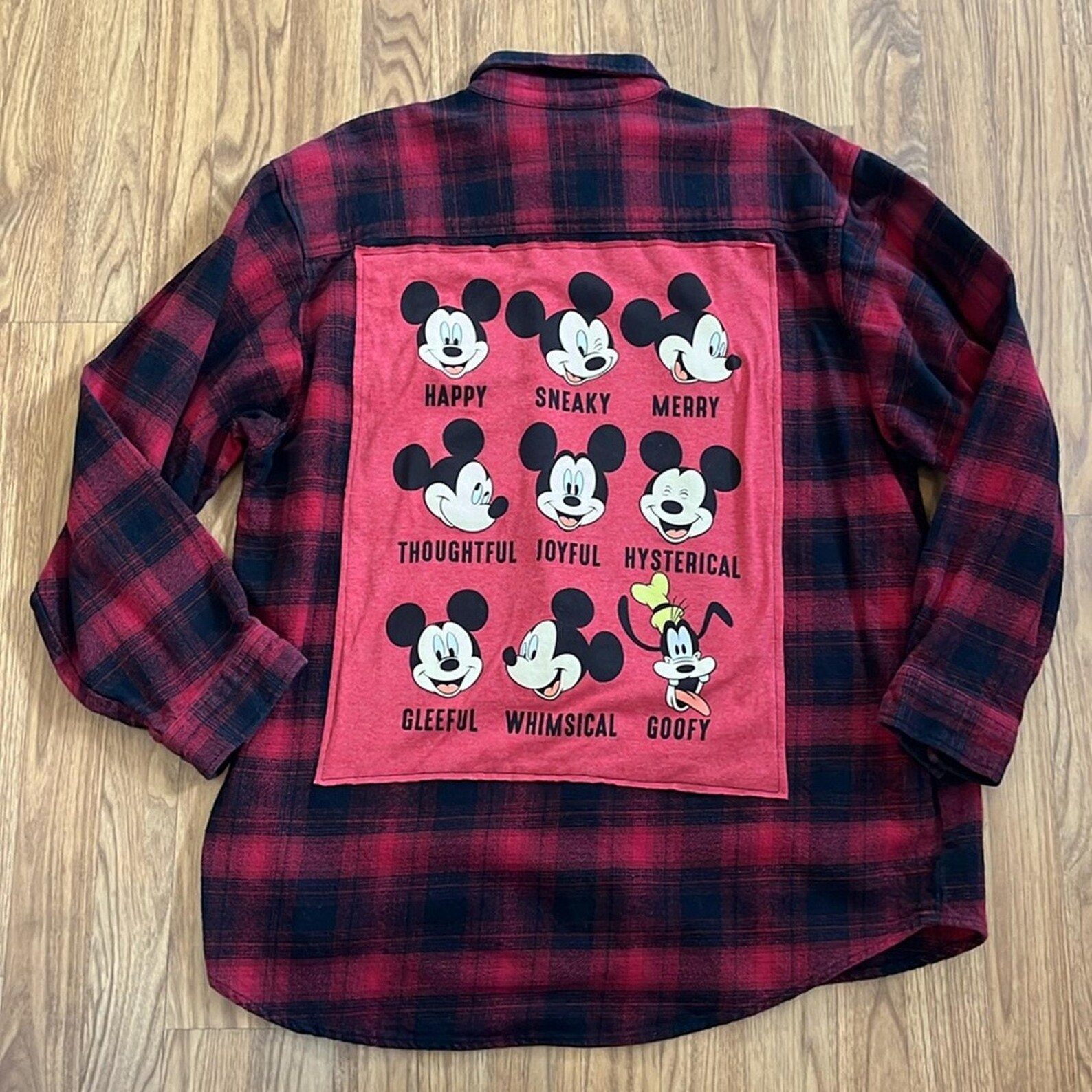 Pop Culture Mickey Mouse Flannel Shirt Upcycled Unisex Size Xlarge XL ...
