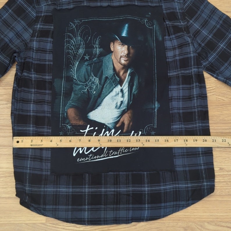 Tim Mcgraw Flannel Shirt Upcycled One of a Kind Unisex Size Medium M - Etsy