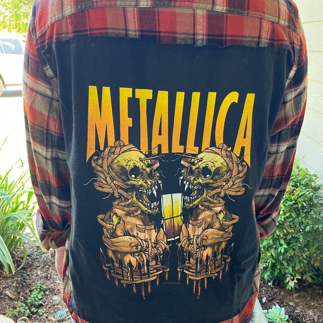 Metallica Flannel Shirt Upcycled One of a Kind Unisex Medium M - Etsy