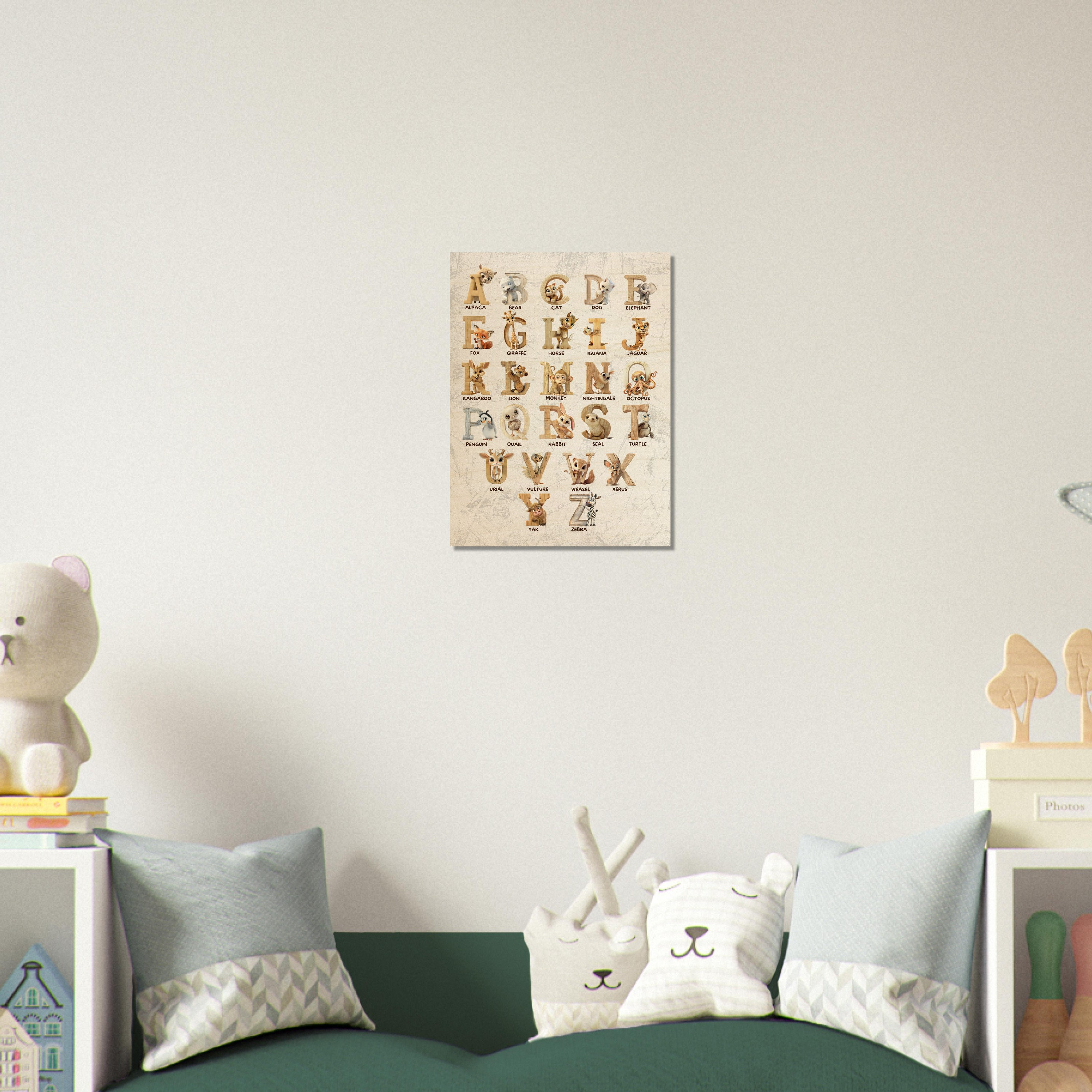 Wooden Alphabet Animal Print Wall Art - Nursery Decor A-Z and 1-100 - Etsy