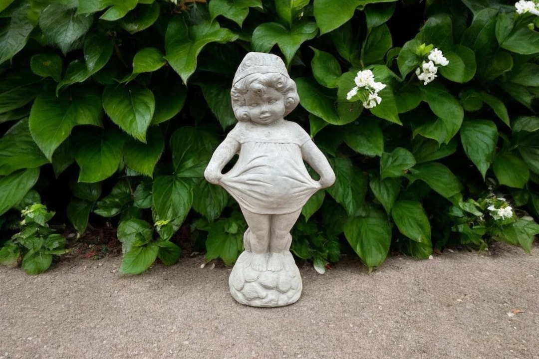 Concrete Standing Girl Statue, Cement Child Memorial Figurine, Stone ...