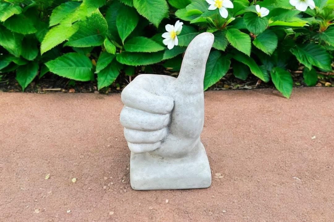Stone Finger up Statue, Backyard Thumb up Figure, Concrete Garden ...