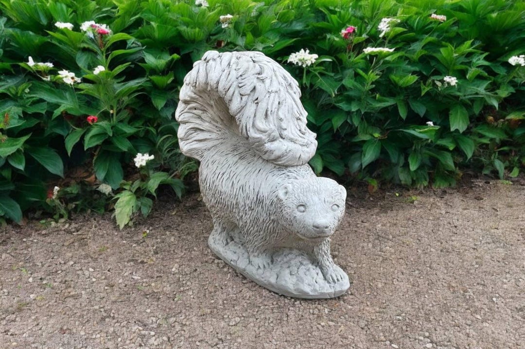 Concrete Skunk on Base Statue, Detailed Wild Animal Figure, Garden ...