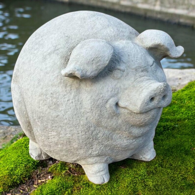 Funny Pig Statue, Concrete Farm Pig, Animal Sculpture, Garden Art, Pig ...