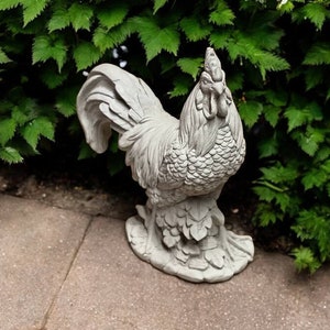 Cement Rooster Statue, Concrete Farm Animal Sculpture, Massive Hen ...