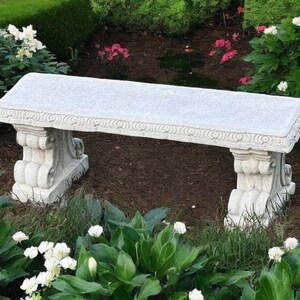 Concrete Bench Statue, Solid Outdoor Bench Figurine, Stone Yard ...