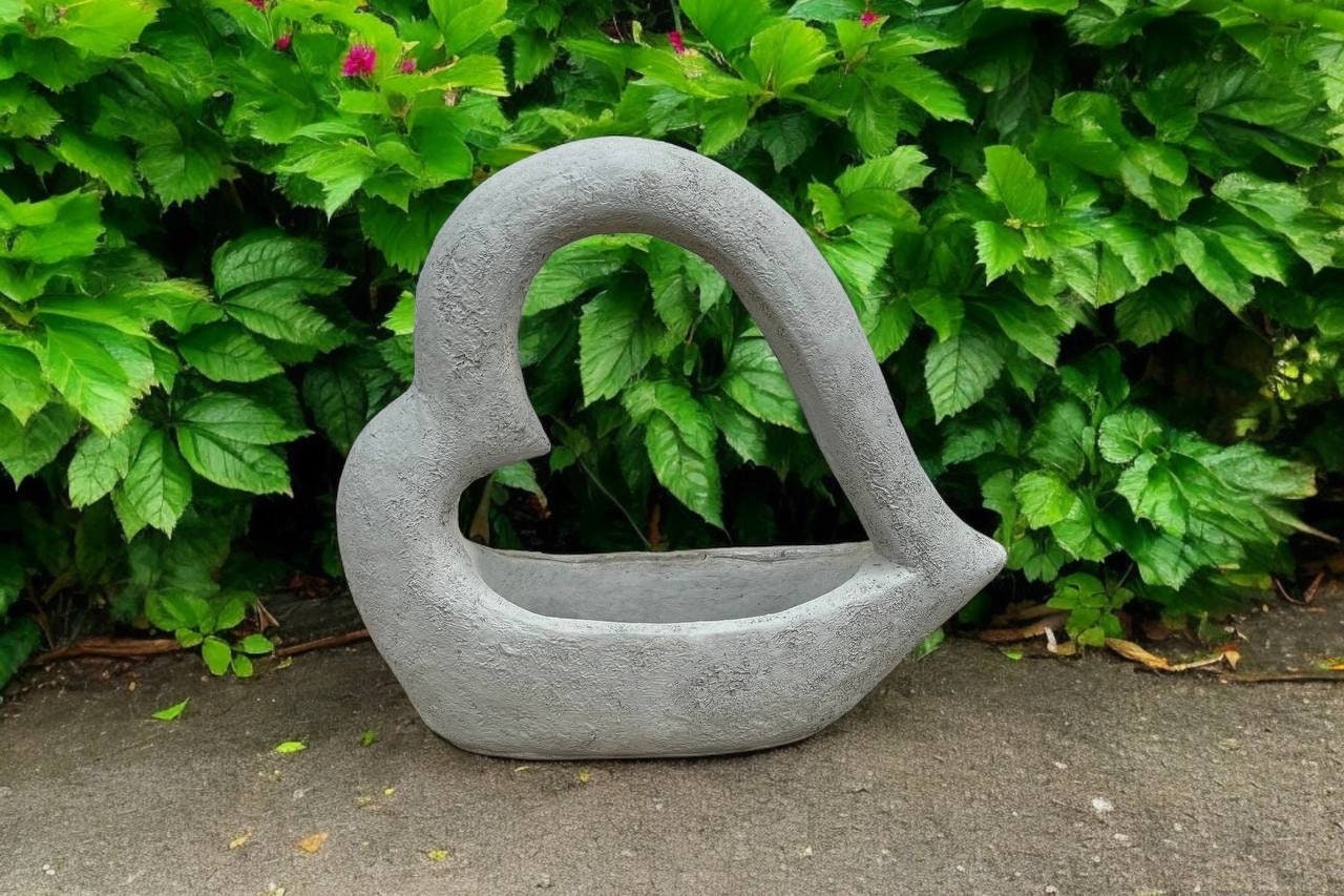 Cement Heart Planter Figure, Concrete Flowers Pot Figurine, Solid ...