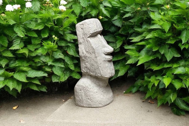 Cement Moai Head Statue, Concrete Zen Garden Style Decoration, Massive ...