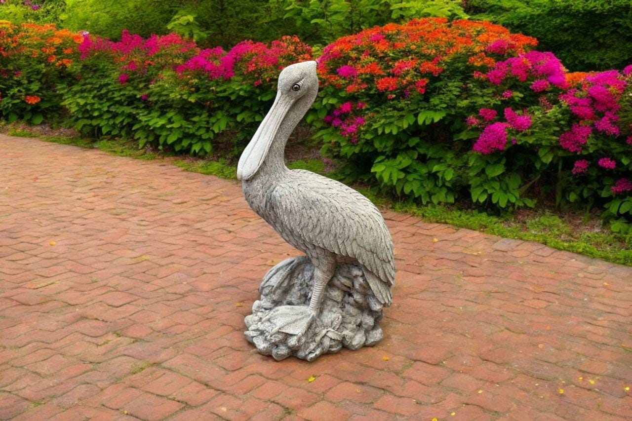 Outdoor Pelican Statue, Concrete Solid Art, Stone Bird Ornament ...