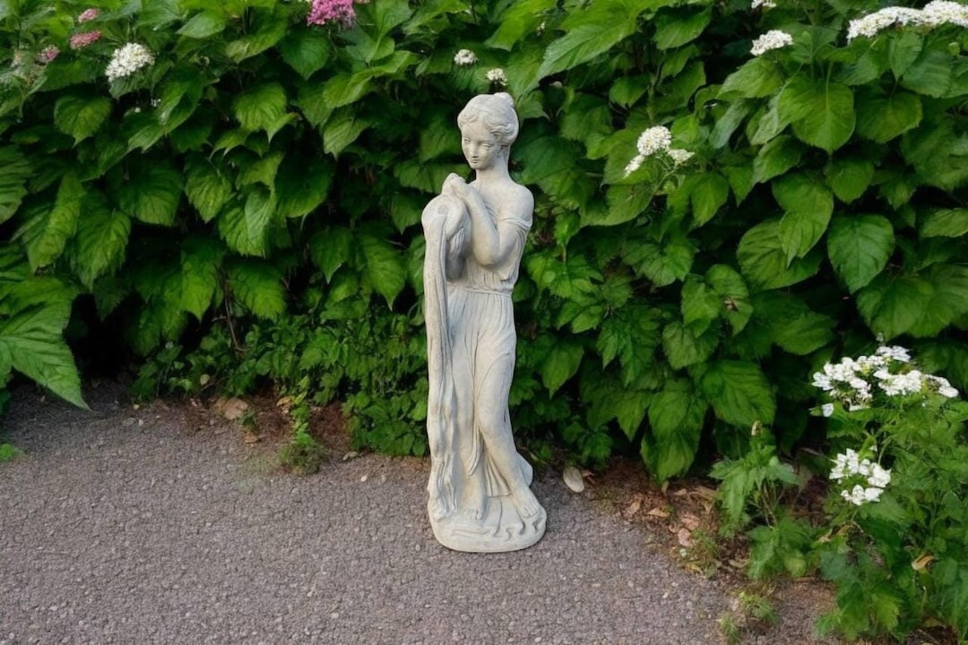 Standing Lady With Pitcher, Concrete Woman Figurine, Garden Girl Statue ...