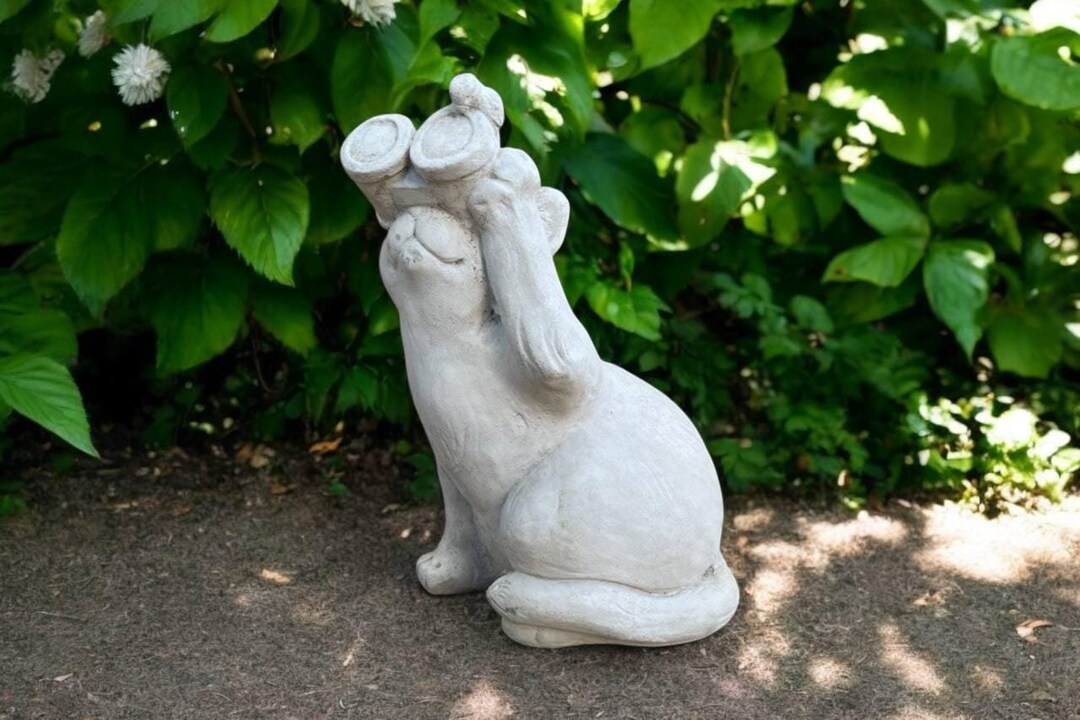 Lawn Stone Cat Statue, Patio Concrete Cat Decor, Outdoor Pet Ornament ...