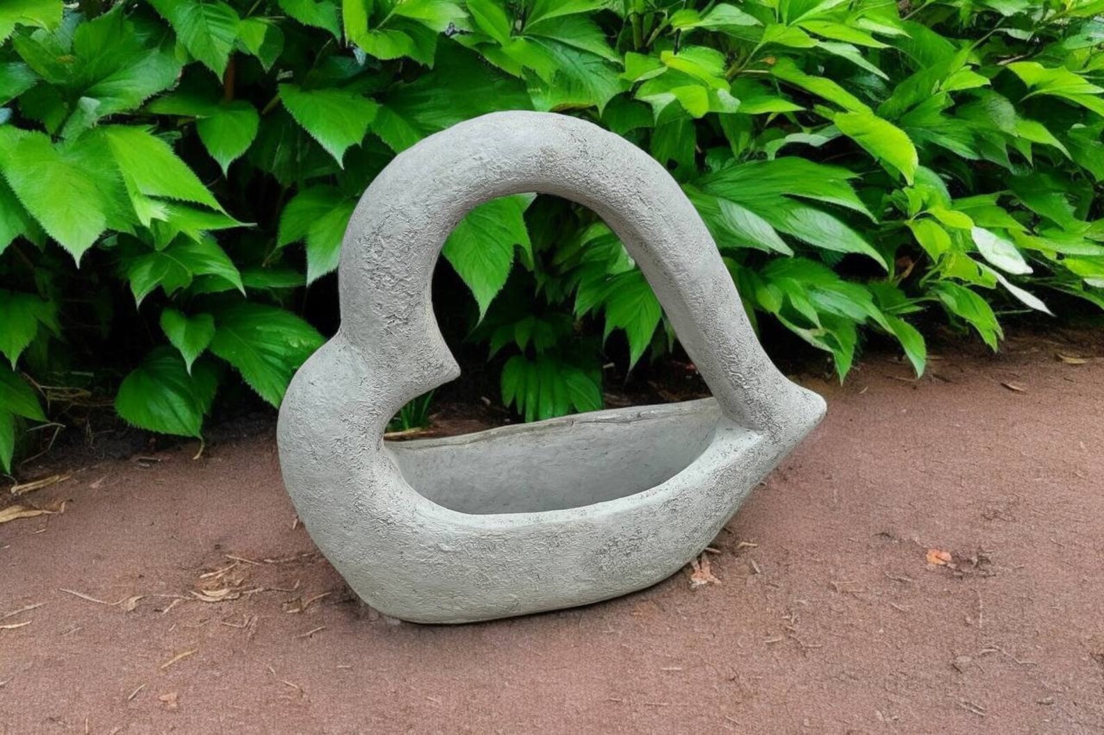 Cement Heart Planter Figure, Concrete Flowers Pot Figurine, Solid ...