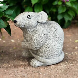 Concrete Mouse Figure, Sitting Small Pet Memorial Figurine, Cement Home ...