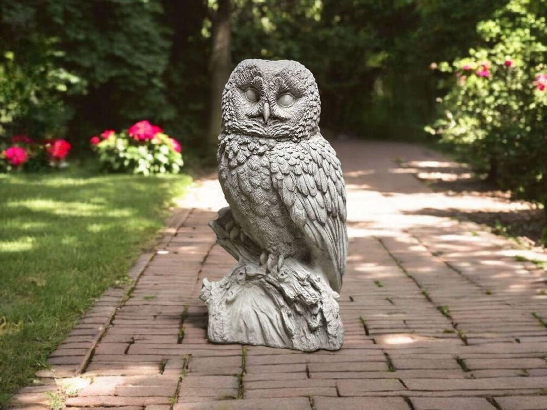 Realistic Owl Statue, Concrete Owl Sculpture, Yard Bird Decor, Garden ...