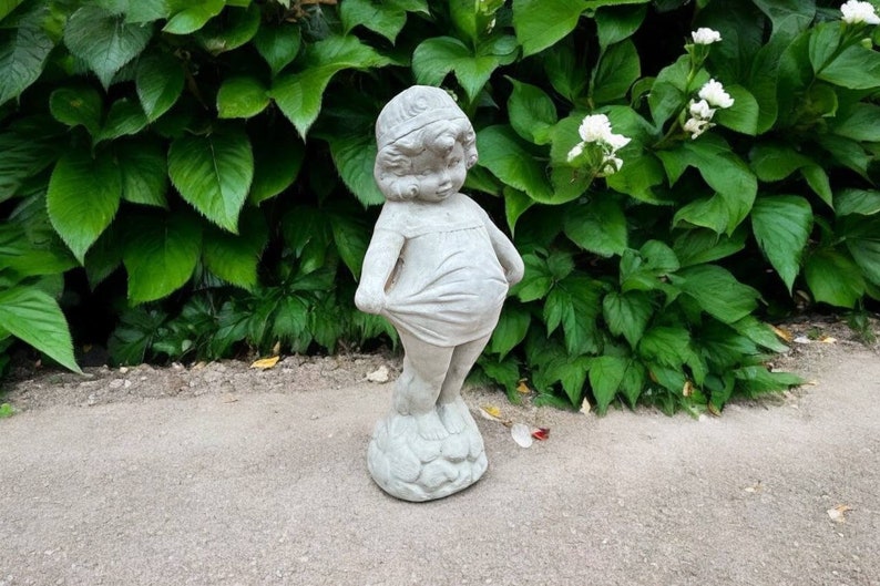 Concrete Standing Girl Statue, Cement Child Memorial Figurine, Stone ...