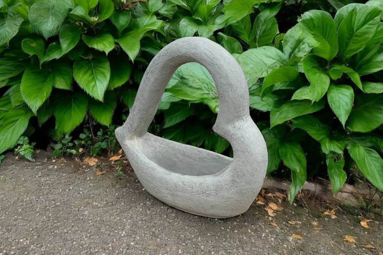 Cement Heart Planter Figure, Concrete Flowers Pot Figurine, Solid ...