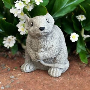 Concrete Mouse Figure, Sitting Small Pet Memorial Figurine, Cement Home ...