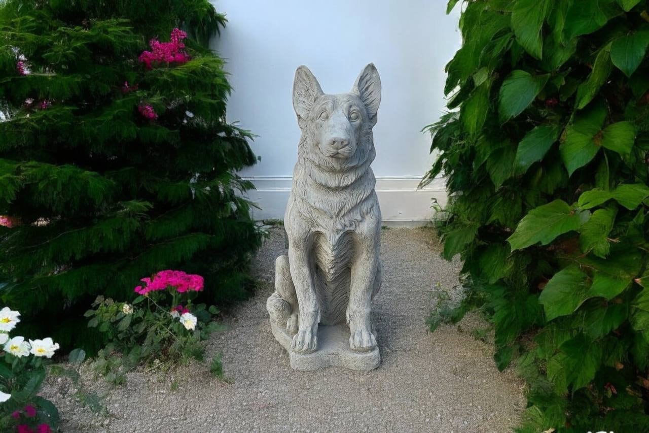 Garden German Shepherd Dog Statue, Sitting Massive Police Dog Sculpture ...
