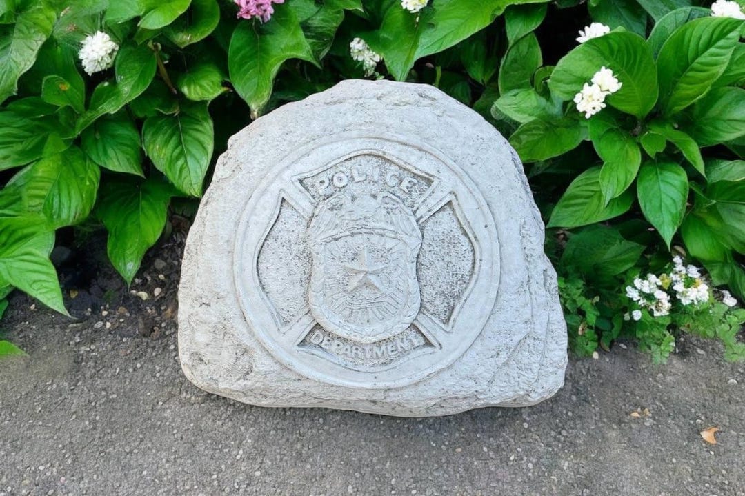 Police Department Rock Sculpture, Concrete Police Rock Figure, Memorial ...