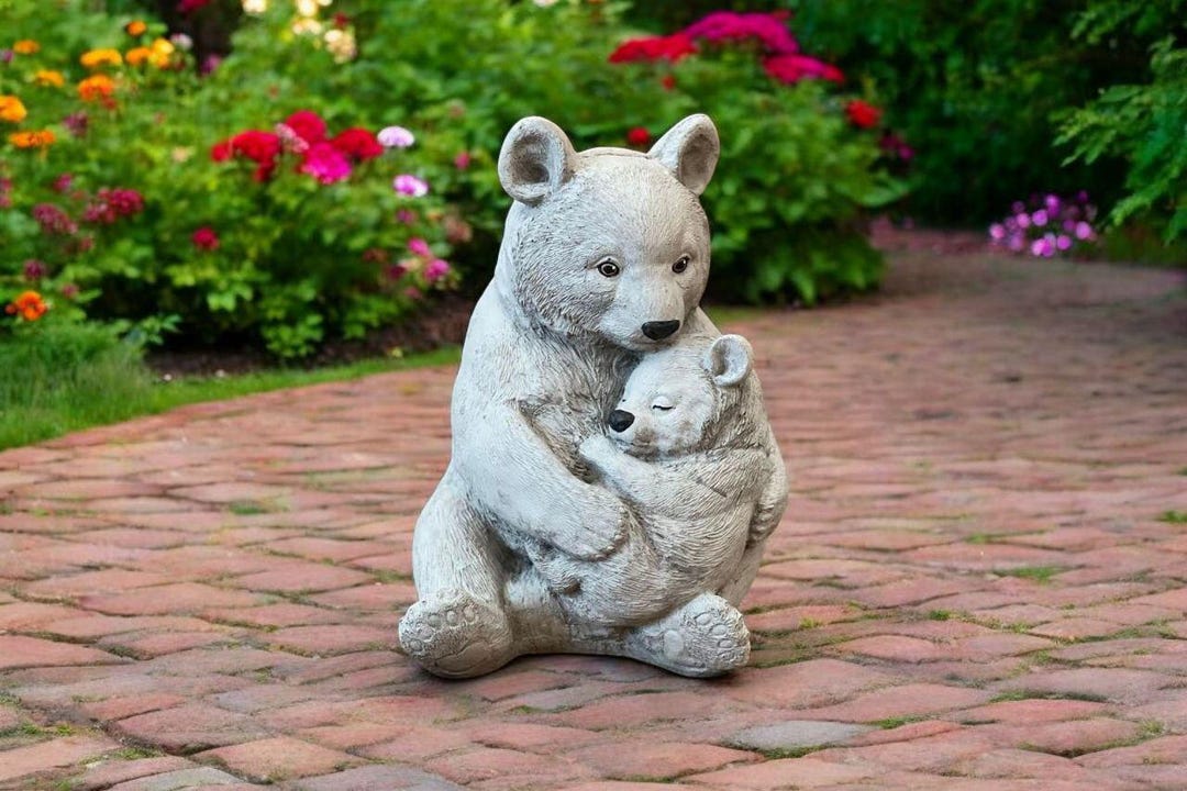 Outside Bears Sculpture, Lawn Animals Ornament, Yard Stone Bears ...