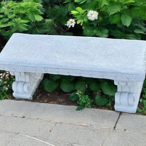 Concrete Bench Statue, Solid Outdoor Bench Figurine, Stone Yard ...