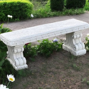 Concrete Bench Statue, Solid Outdoor Bench Figurine, Stone Yard ...