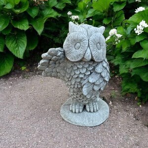 Standing Owl Bubba Figure, Concrete Owl on Stump Figurine, Detailed Owl ...