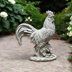 Cement Rooster Statue, Concrete Farm Animal Sculpture, Massive Hen ...