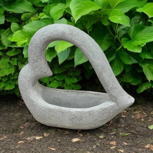 Cement Heart Planter Figure, Concrete Flowers Pot Figurine, Solid ...