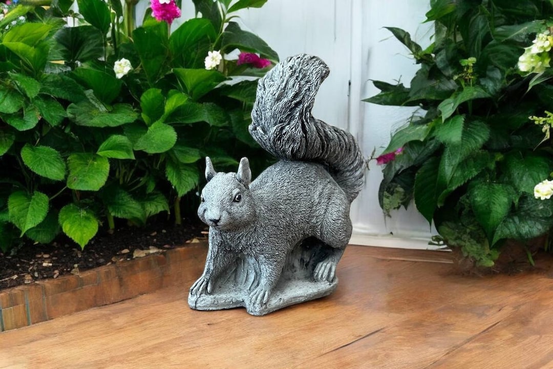 Cement Squirrel Garden Figure, Outdoor Wild Animal Sculpture, Stone ...
