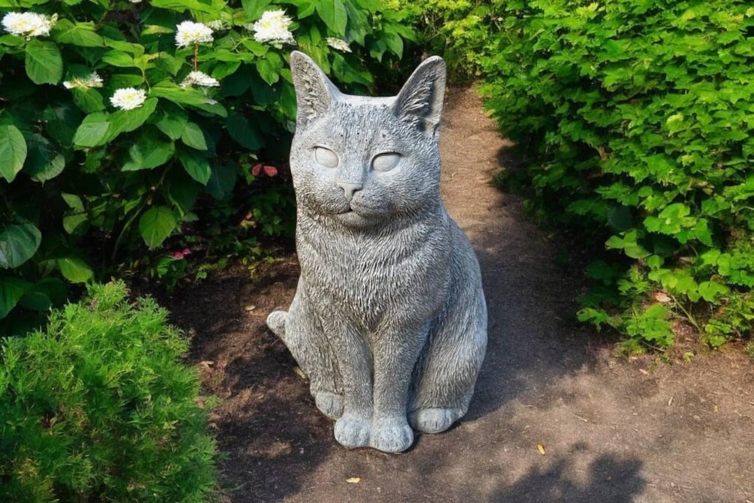 Lawn Beton Cat Art, Garden Cement Pet Decor, Patio Animal Sculpture ...