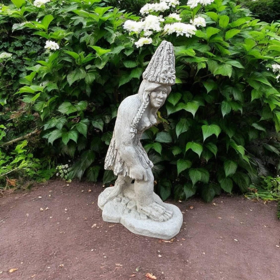 Standing Bigfoot Lady Figure, Outdoor Fairy Decoration, Stone Bigfoot ...