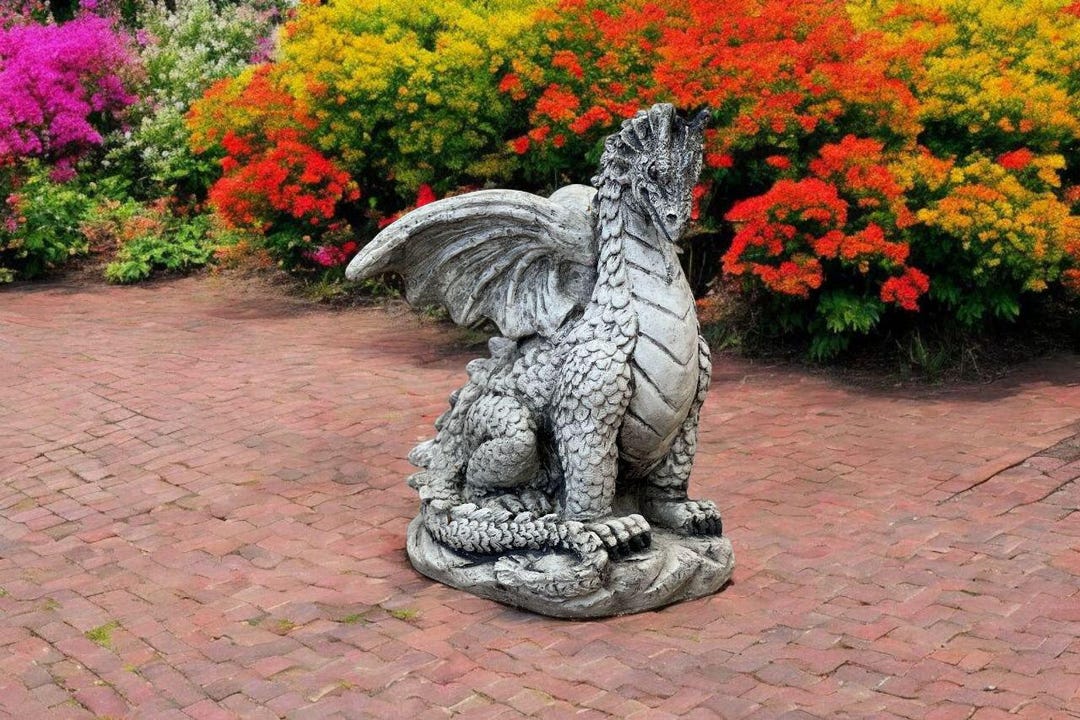 Sitting Dragon Figure, Backyard Solid Statue, Garden Fantasy Idea ...