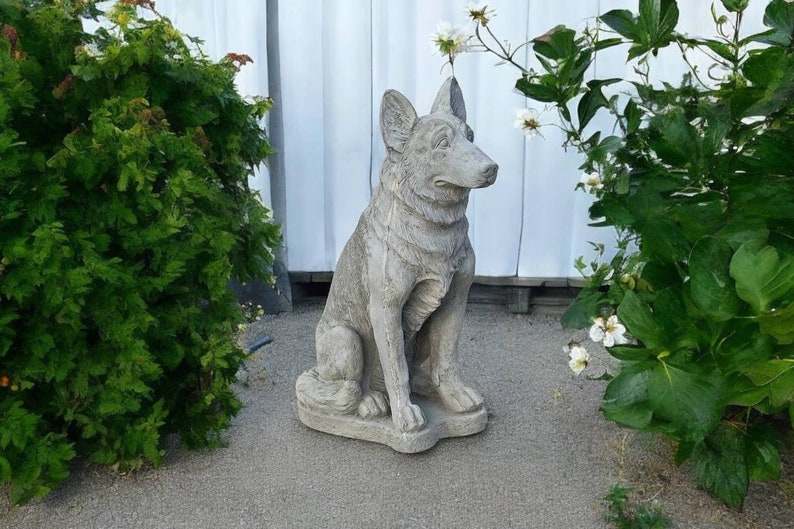 Garden German Shepherd Dog Statue, Sitting Massive Police Dog Sculpture ...