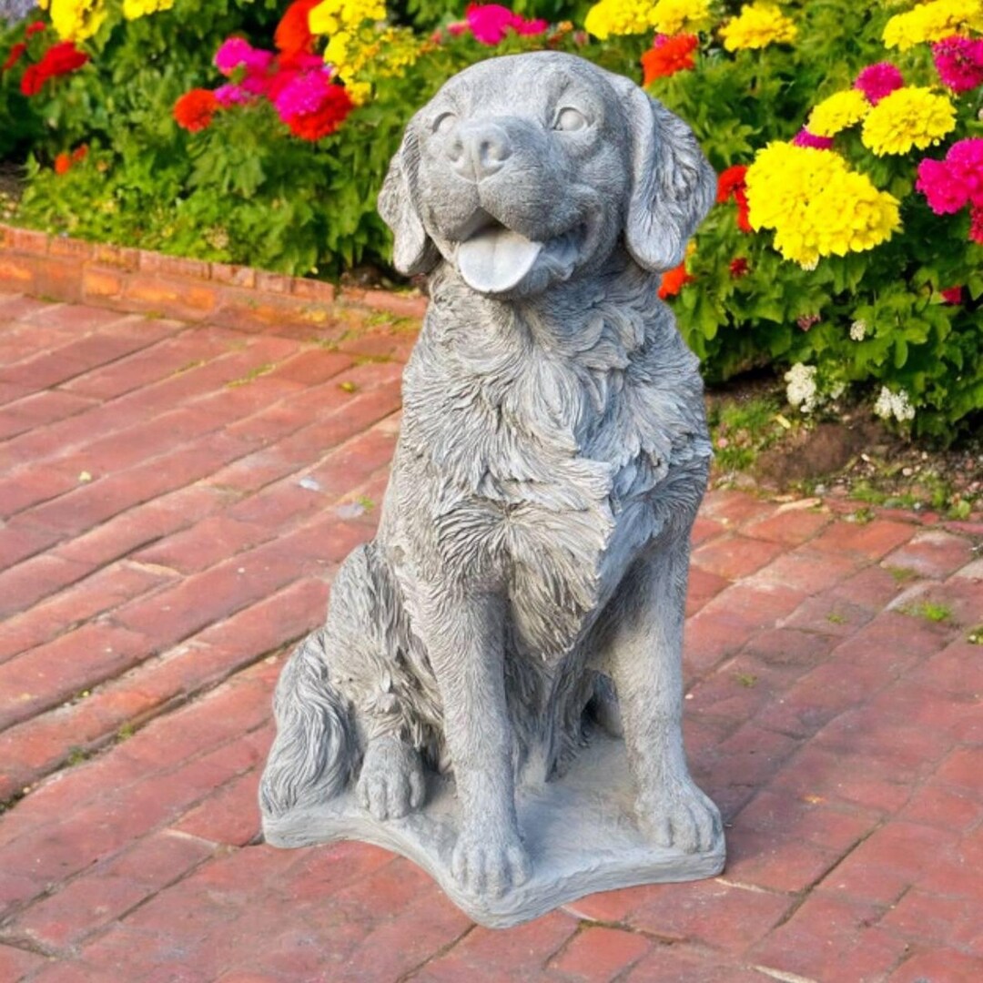 Sitting Golden Retriever, Dog Sculpture, Massive Dog Decor, Stone ...