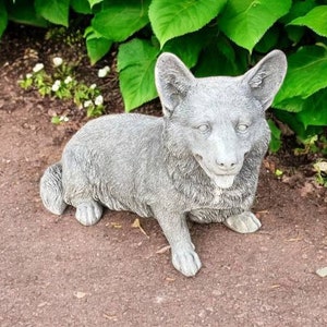 Detailed Corgi Statue, Concrete Realistic Dog Figure, Outdoor Corgi ...